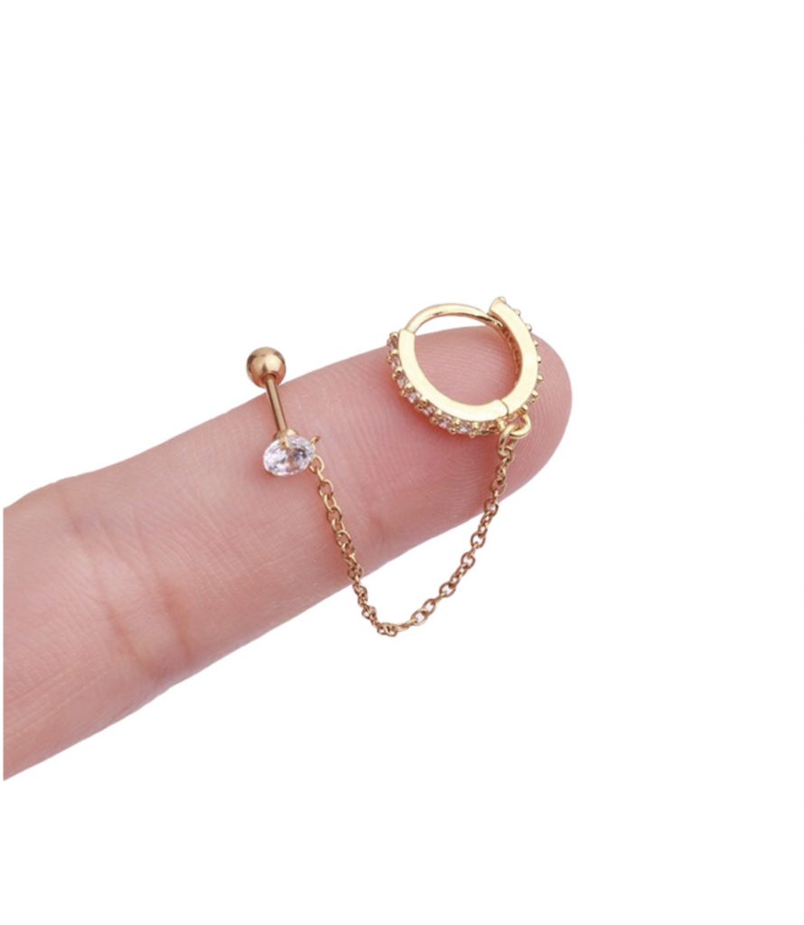 Piercing doble, argolla y zirconia – Ōkami Joyería